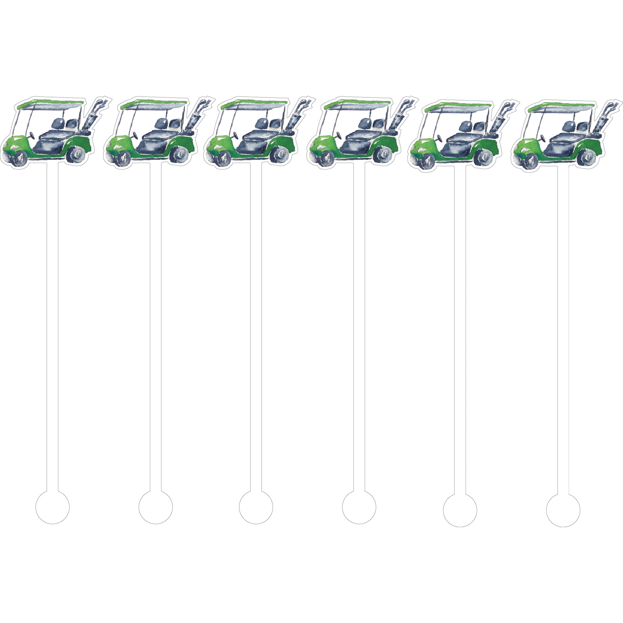 Golf Carts Cocktail Stick Stirrer - Set of 6 | Twine Graphics Retail